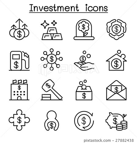 Business & Investment icon set in thin line style - Stock Illustration ...