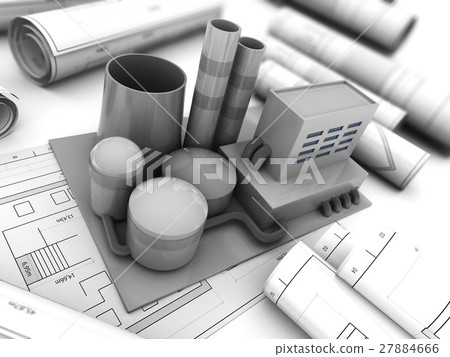 factory blueprints - Stock Illustration [27884666] - PIXTA