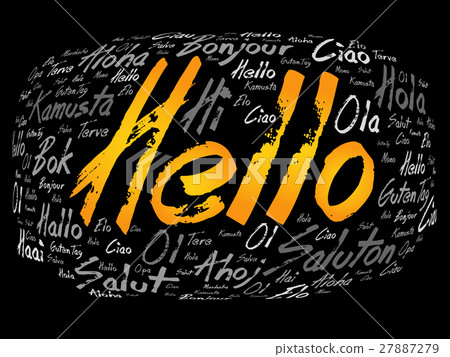 Hello word cloud in different languages - Stock Illustration [27887279 ...