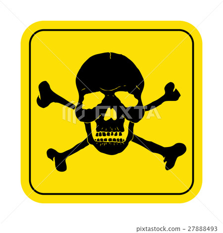 Square danger sign with skull symbol. Danger sign.-插圖素材 [27888493 ...