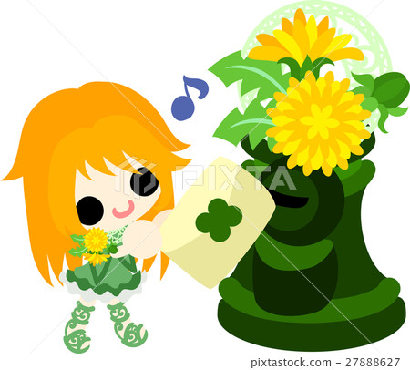 Illustration of a pretty girl and dandelion post - Stock Illustration ...