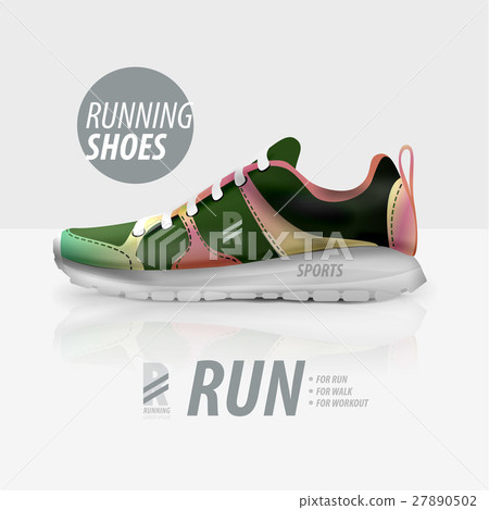 Vector running shoes ad product template - Stock Illustration [27890502 ...