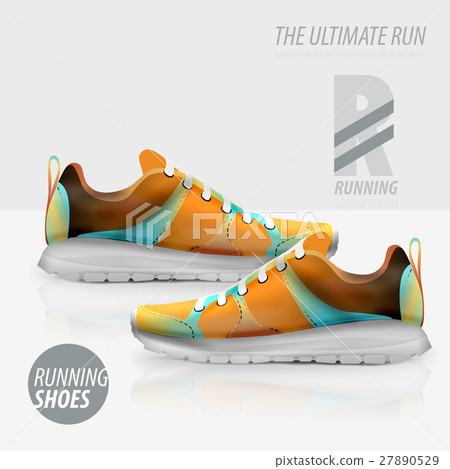 Vector running shoes ad product template - Stock Illustration [27890529 ...