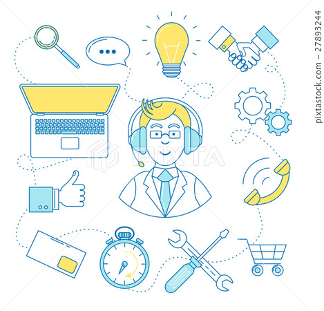 Support agent line illustration - Stock Illustration [27893244] - PIXTA