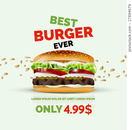 Vector premium burger ad template - Stock Illustration [27894679] - PIXTA