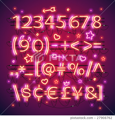 Glowing Double Neon Red Numbers - Stock Illustration [27908762] - PIXTA