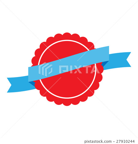 Round badge sticker with ribbon - Stock Illustration [27910244] - PIXTA