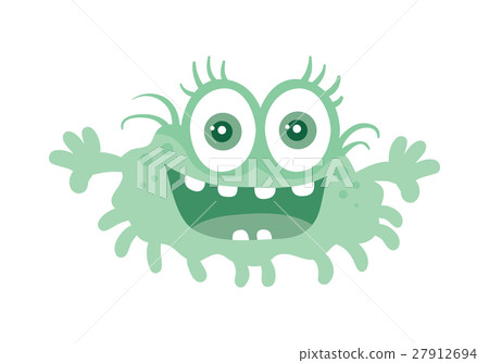 Funny Smiling Germ. Blue Cartoon Character. Vector - Stock Illustration ...