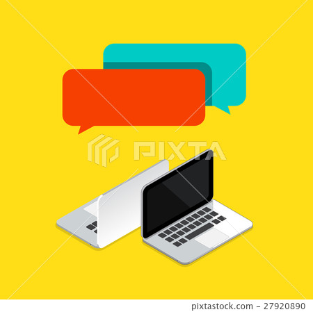 Online chats between 2 computers concept. - Stock Illustration ...