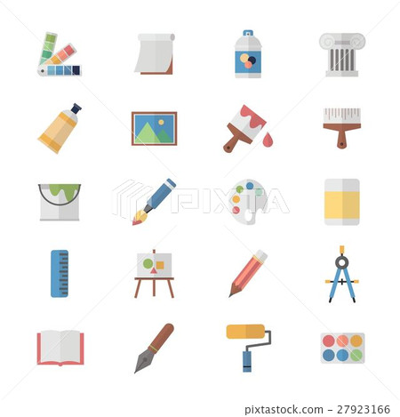 Flat Color Icons Set of Art and Painting Icons - Stock Illustration ...