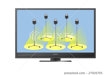 Five microphones reflected on TV - Stock Illustration [27926705] - PIXTA