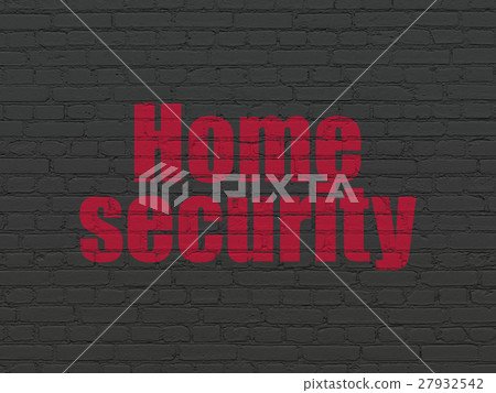 Safety concept: Home Security on wall background-插圖素材 [27932542] - PIXTA圖庫