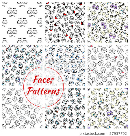 Cartoon faces seamless pattern background - Stock Illustration ...