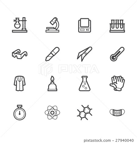 Laboratory tools vector out line set 1. - Stock Illustration [27940040 ...