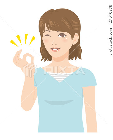 Female facial expression OK sign - Stock Illustration [27940879] - PIXTA
