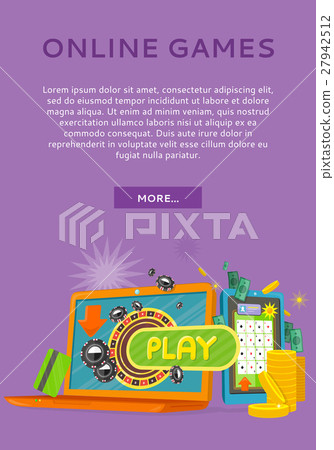 Online Games Concept Flat Style Vector Web Banner - Stock Illustration ...