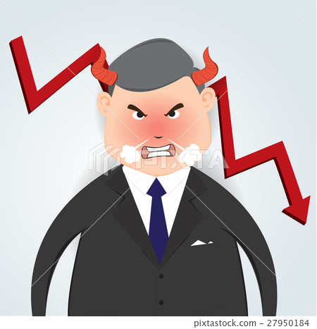 Angry boss of falling down chart - Stock Illustration [27950184] - PIXTA