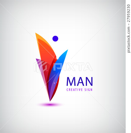 Vector abstract man logo, human icon. Leader - Stock Illustration ...