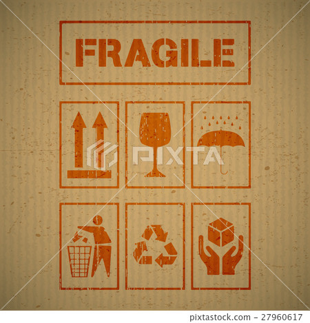 Package handling labels on cardboard - Stock Illustration [27960617 ...