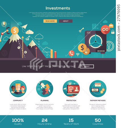 Flat design investments website header banner with - Stock Illustration ...