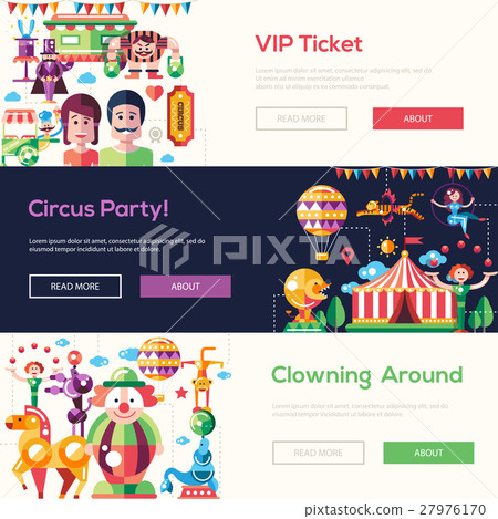 Flat design circus and carnival banners, headers - Stock Illustration ...