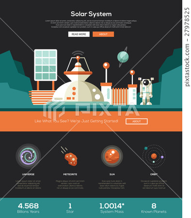 Space, solar system website template with header - Stock Illustration ...