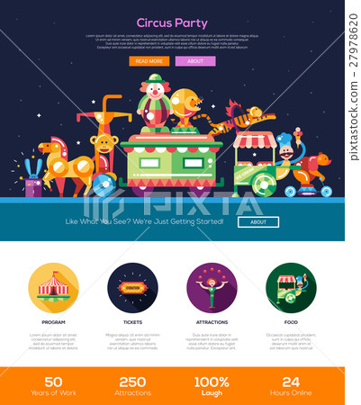 Circus, carnival party website header banner with - Stock Illustration ...