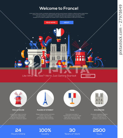 Traveling to France website header banner with - Stock Illustration ...