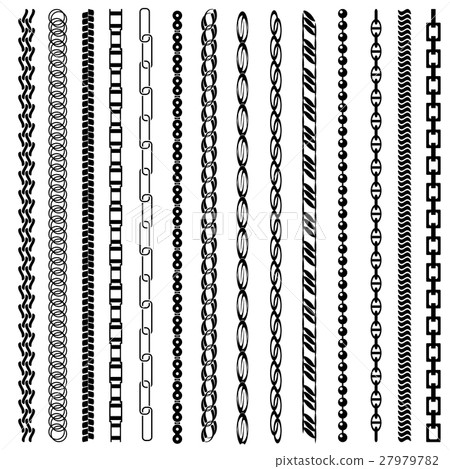 Chain Black Silhouette Set. Vector - Stock Illustration [27979782] - PIXTA
