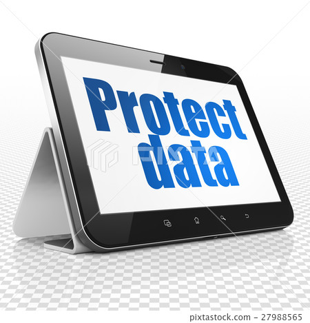 Privacy concept: Tablet Computer with Protect Data - Stock Illustration ...