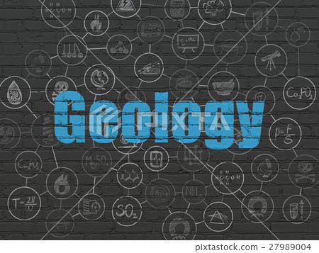 Science concept: Geology on wall background - Stock Illustration ...