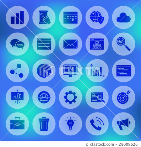 Solid Circle Website Development Icons - Stock Illustration [28009626 ...