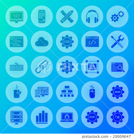 Programming Solid Circle Icons - Stock Illustration [28009647] - PIXTA