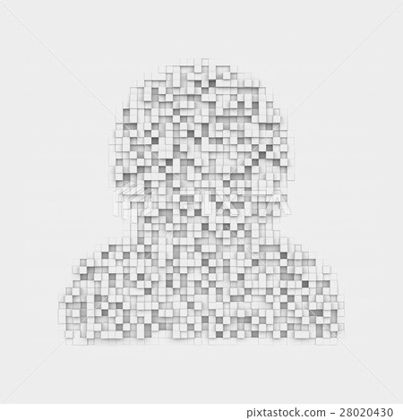 Rendering white user icon made up of many square - Stock Illustration ...
