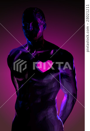 Polygonal male body illustration on purple BG - Stock Illustration ...