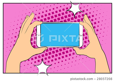 Comic smartphone phone with halftone shadows. - Stock Illustration ...