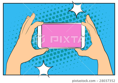 Comic smartphone phone with halftone shadows. - Stock Illustration ...