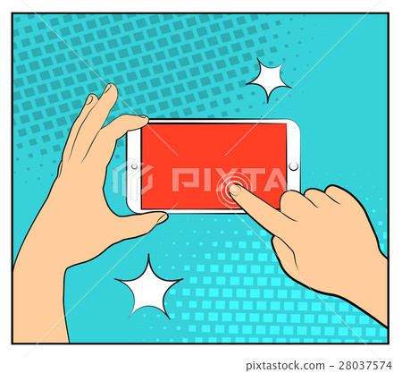 Comic smartphone phone with halftone shadows. - Stock Illustration ...