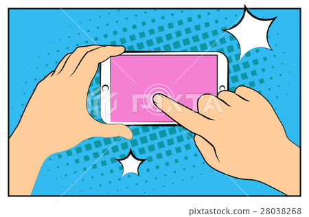 Comic smartphone phone with halftone shadows. - Stock Illustration ...