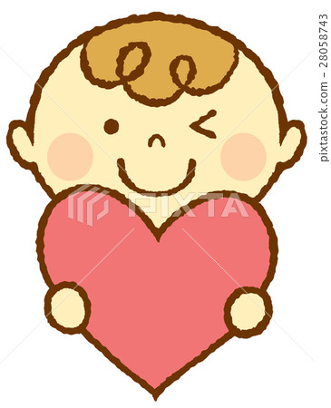 Child wink with heart - Stock Illustration [28058743] - PIXTA
