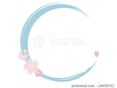 Japanese-style round frame with sky blue and... - Stock Illustration ...