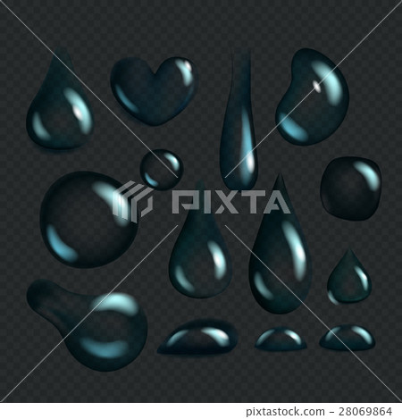 Shiny water drops isolated on transparent - Stock Illustration ...