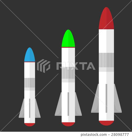 Three rockets for space on gray background - Stock Illustration ...
