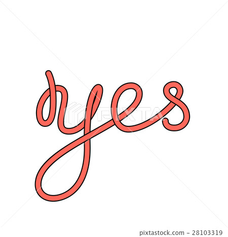 Yes word hand-lettering calligraphy. vector - Stock Illustration ...