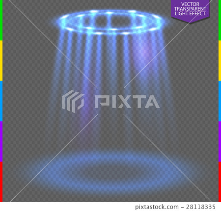 Round blue glow rays night scene on transparent - Stock Illustration ...