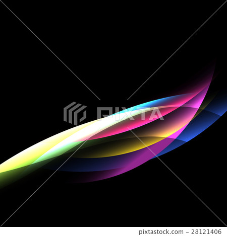 Abstract color curve pattern on black background - Stock Illustration ...