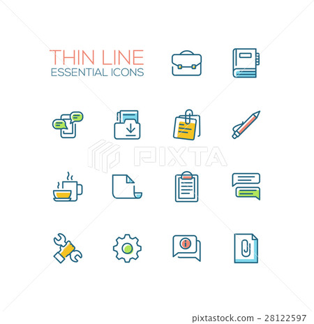 Business, Office - Thin Single Line Icons Set - Stock Illustration ...