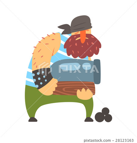 Scruffy Pirate Strongman Holding A Cannon - Stock Illustration ...