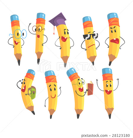 Cute Humanized Pencil Character With Arms And Face - Stock Illustration ...