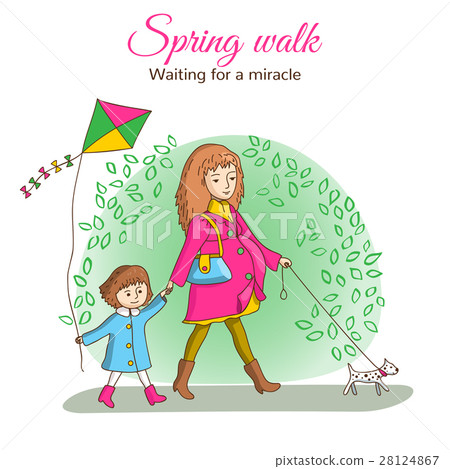 Spring walk in the Park-插圖素材 [28124867] - PIXTA圖庫